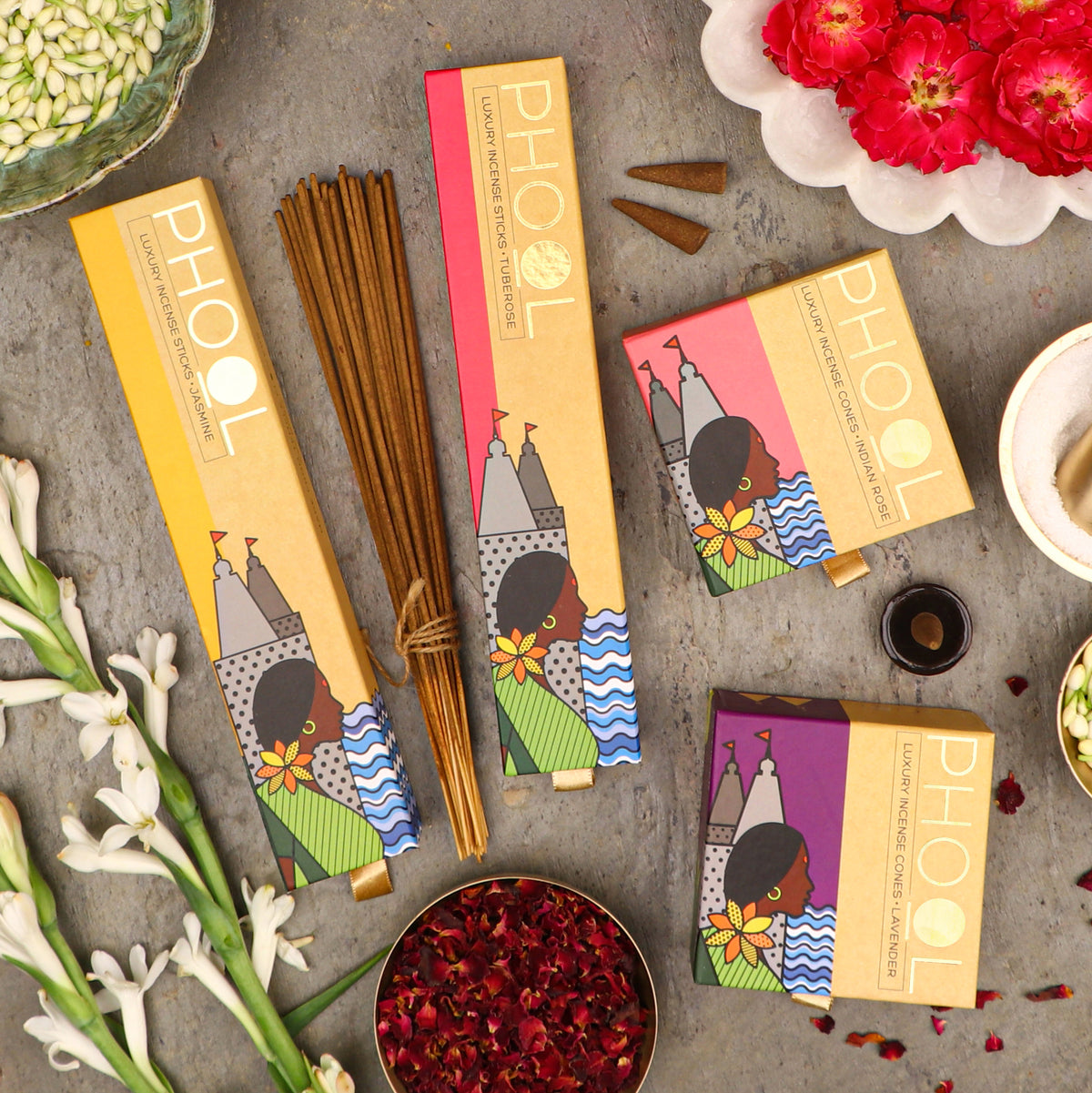 Phool Floral Gift box - Natural Incense Collection (4 Fragrances)